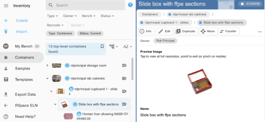 RSpace Sample and Inventory tracking module, RSINV. - Lab-Ally